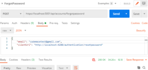 Angular Password Reset Functionality with ASP.NET Core Identity