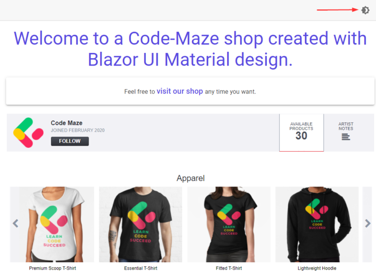 Blazor Material UI - Configuration and Theme Customization - Code Maze